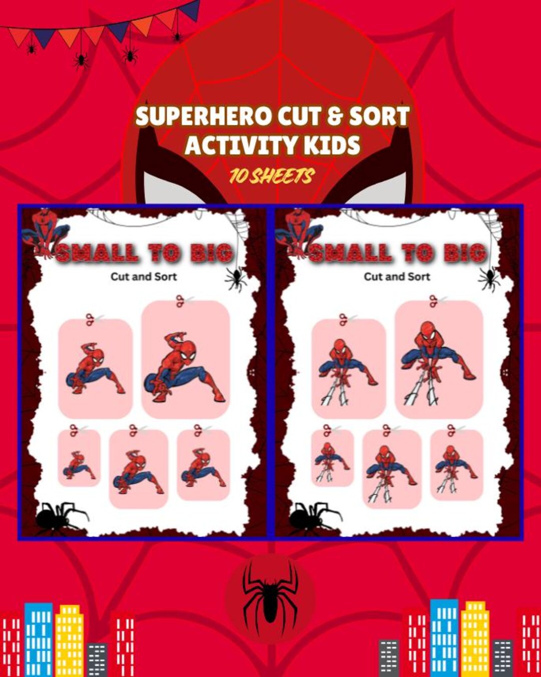 Small to Big Cut and Sort Activity for Kids | 10 Printable Size Sorting ...