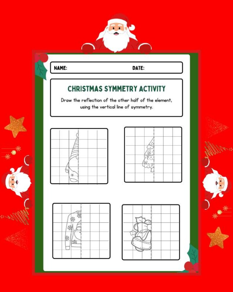 Feuilles de travail sur la symétrie de Noël – 31 feuilles de travail à ...
