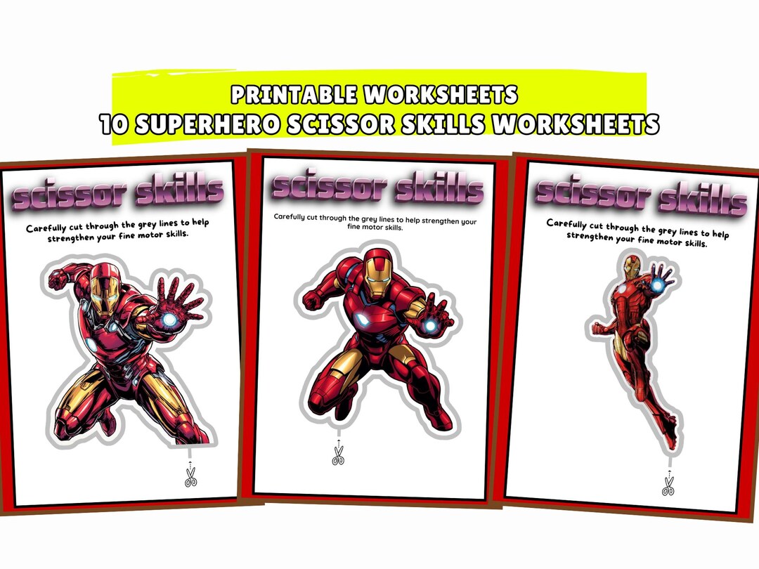 Printable Superhero Scissor Skills Worksheets | 10 Cutting Practice ...