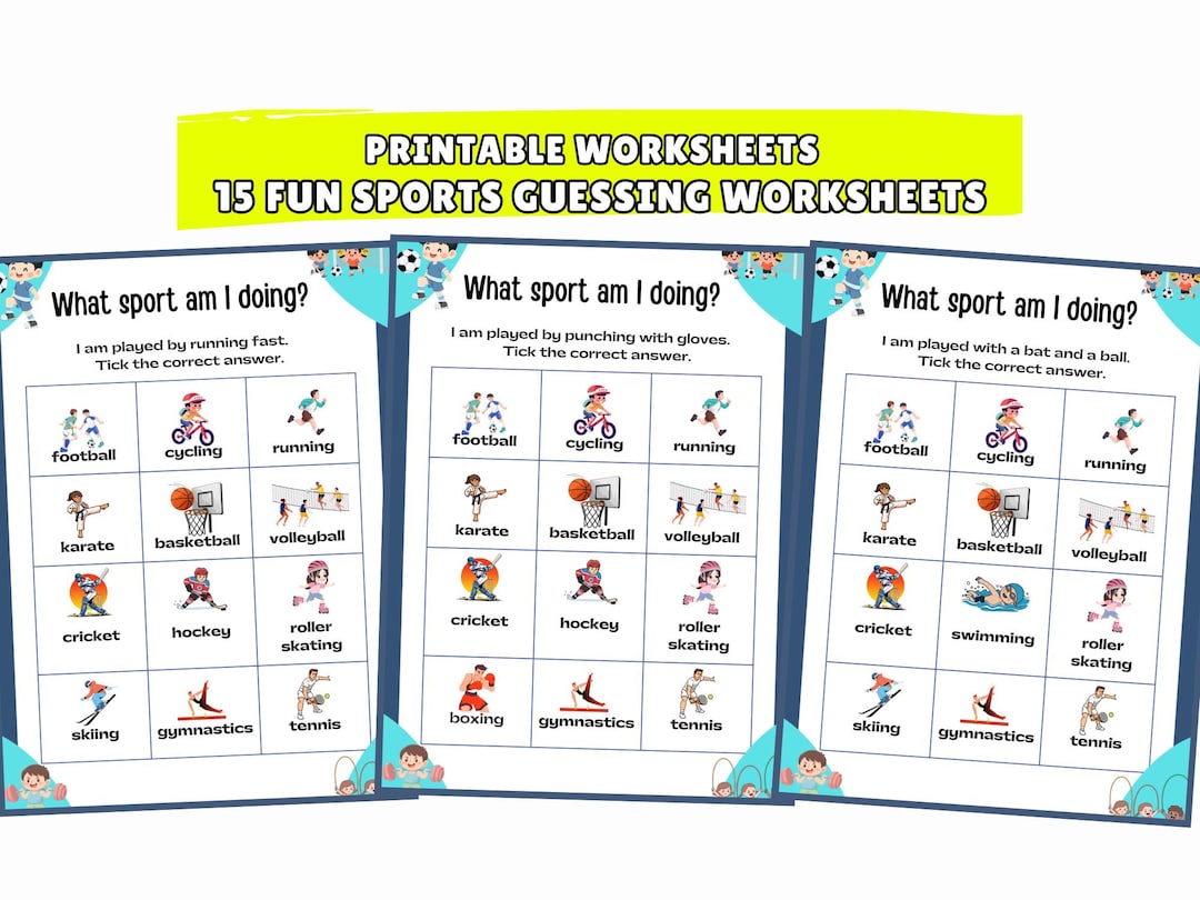 Printable What Sport Am I Doing Worksheets | 15 Sports Guessing ...