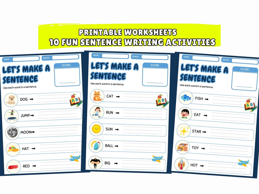 Printable Sentence Writing Worksheets | 10 Let’s Make a Sentence ...