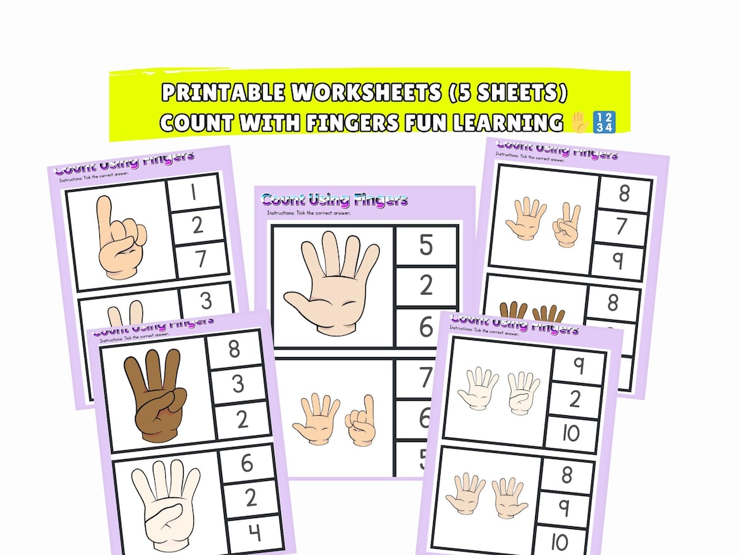 Printable Count Using Fingers Worksheets | 5 Pages Number Recognition ...