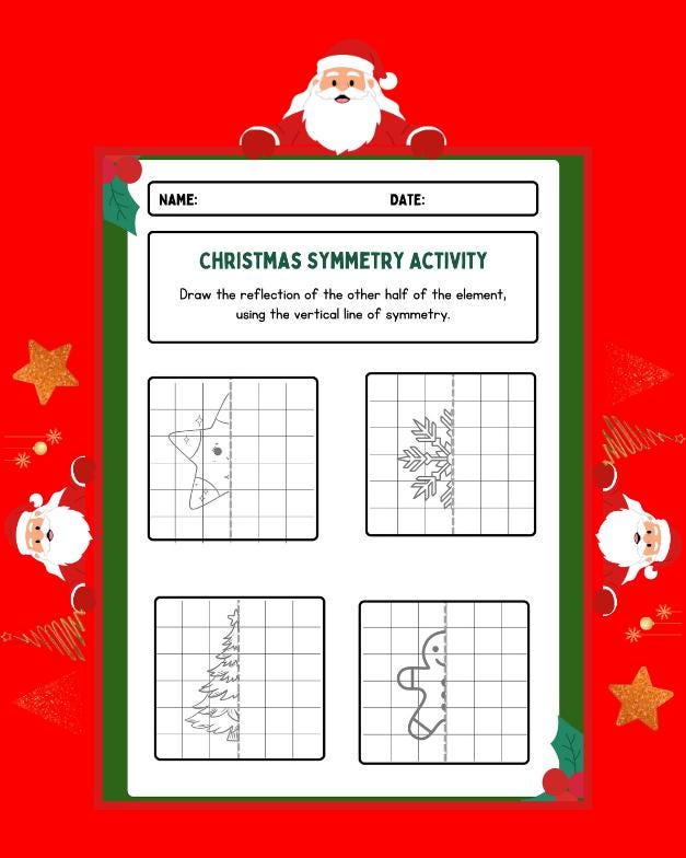 Feuilles de travail sur la symétrie de Noël - 31 pages d'activités ...