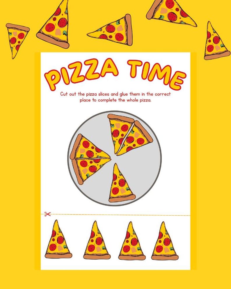 Pizza Cut and Glue Worksheets for Kids – 10 Printable Activity Pages ...