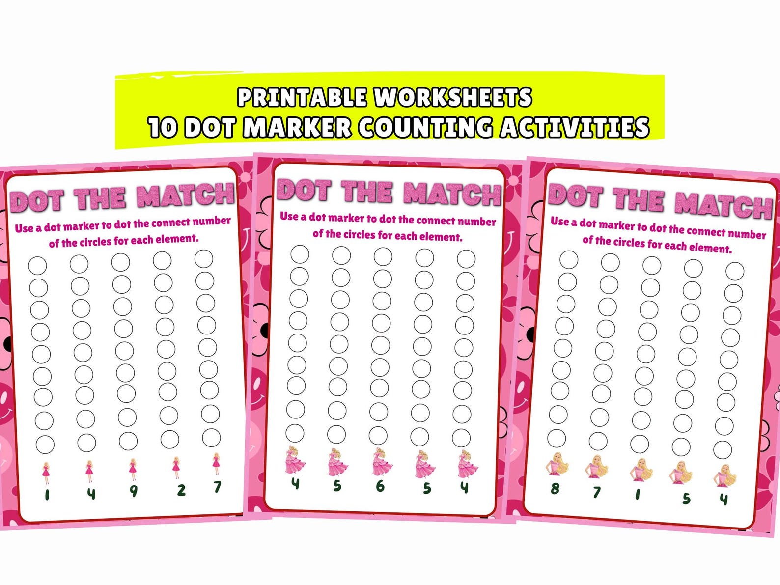 Printable Dot Marker Counting Worksheets | 10 Dot the Match Number ...