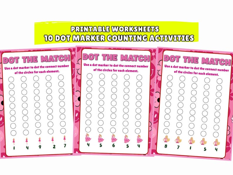 Printable Dot Marker Counting Worksheets | 10 Dot the Match Number ...