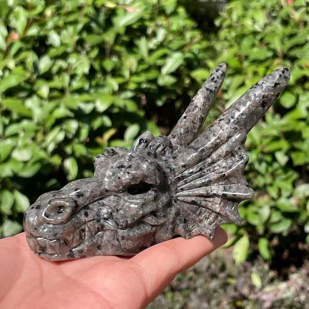 5" Hand-carved Yooperlite Dragon Skull, Reiki Healing Crystal - Etsy