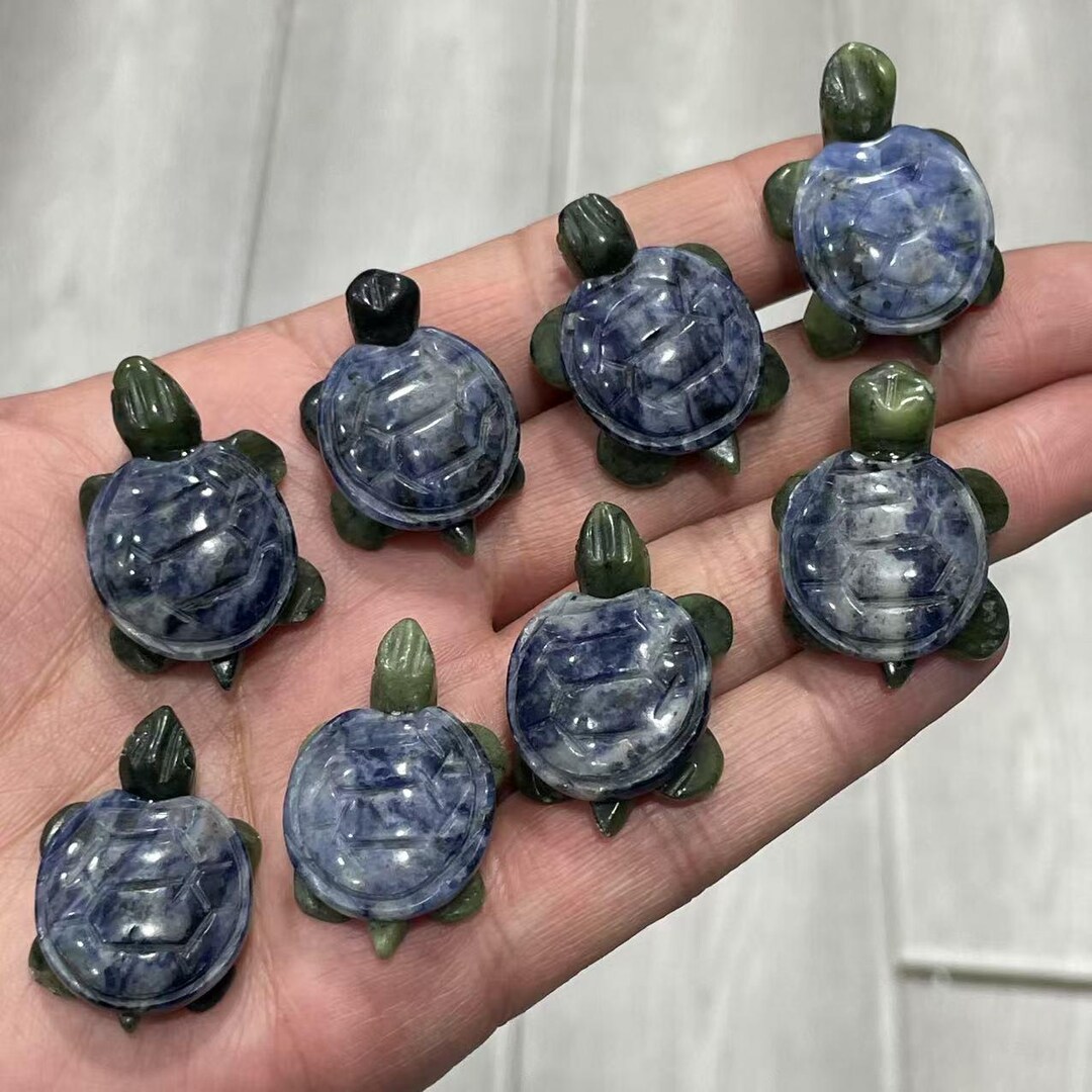 Hand Carved Sodalite Crystal Turtle - Healing Stone Carving, 1" - Etsy