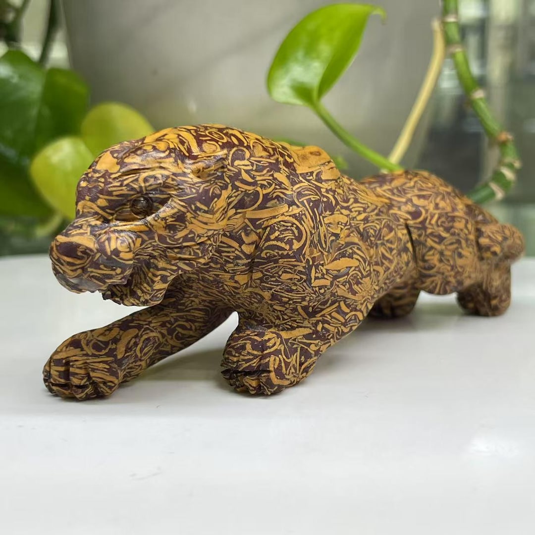Hand-carved 4" Silk Jade Crystal Leopard, Home Decor - Etsy