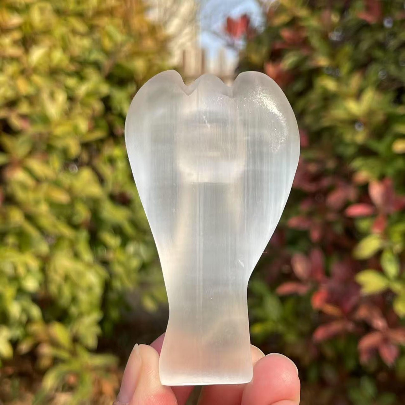 3"natural White Selenite Slab Crystal，hand Carved Angel, Meditation ...