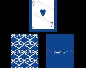 Navy Blue Trendy Minimal Wall Art - Playing Card, Bows, J'adore - Etsy