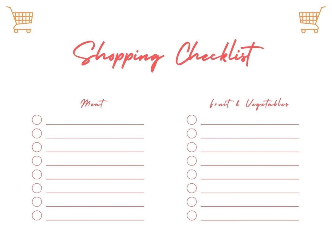 Printable Shopping Checklist Template - Etsy