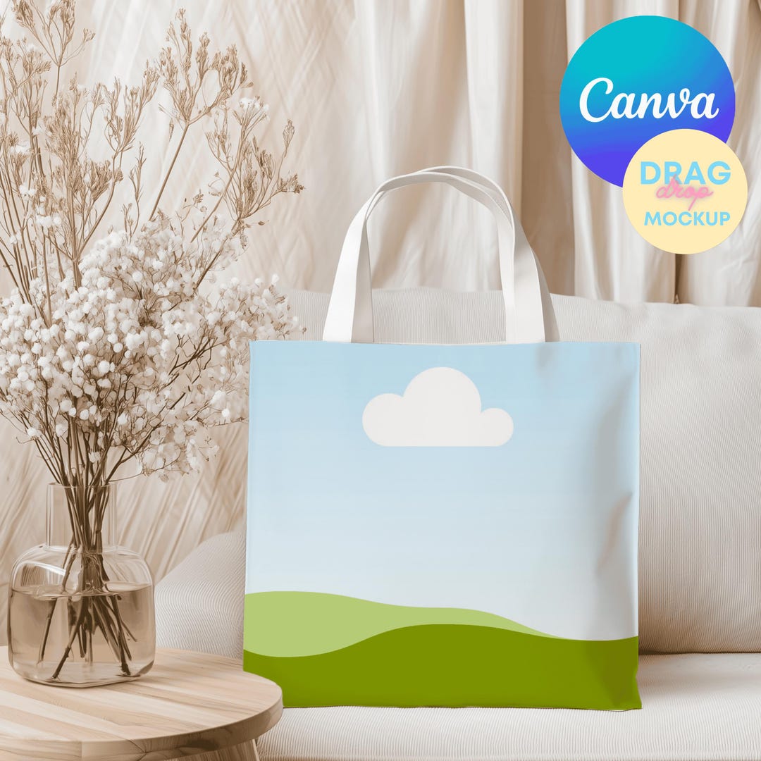 Tote Bag Mockup 11 Canva Templates Natural Cotton Canvas Boho Tote Bag ...