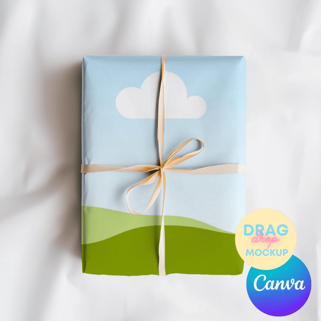 Gift Wrap Paper Mockup 2 Canva Template Wrapping Paper Mockup ...