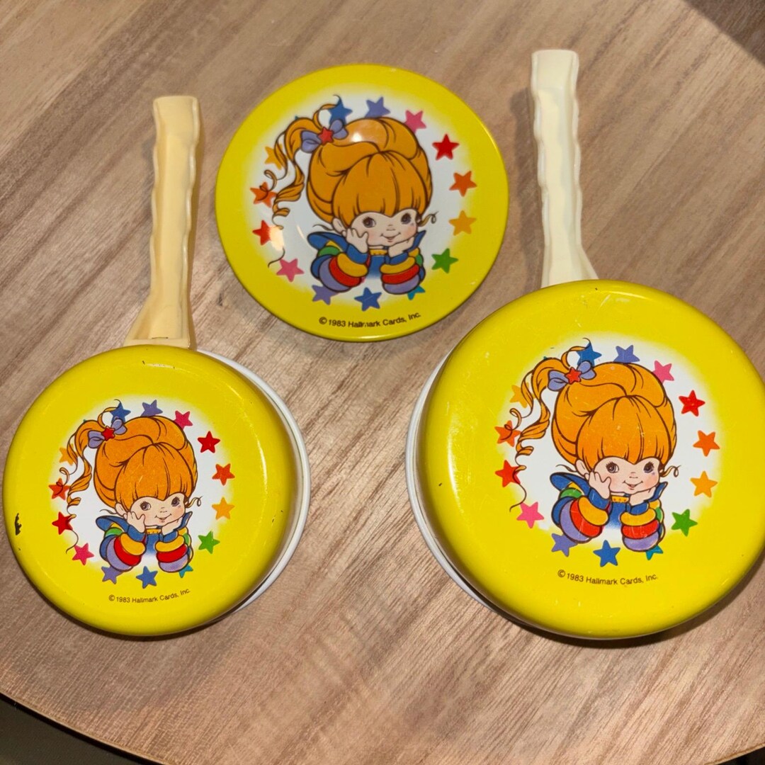 Vintage Rainbow Brite Metal Plate and Two Pots 1983 Yellow Stars ...