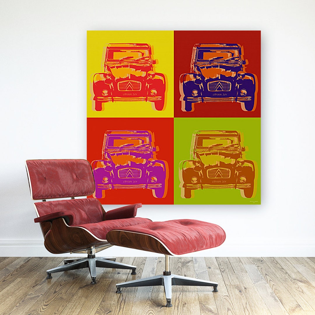 Citroen 2CV Pop Art Warhol Style Giclee Print 4 Panels - Etsy