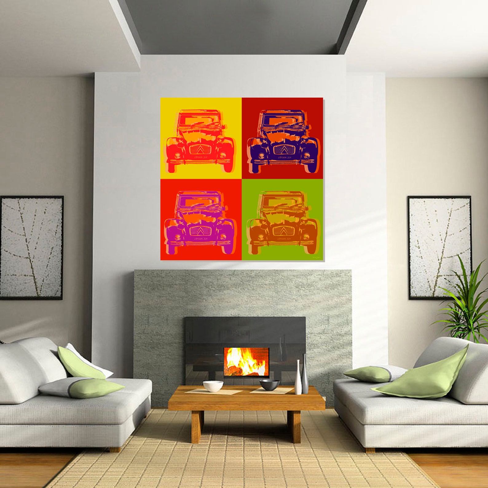 Citroen 2CV Pop Art Warhol Style 4 Panels on Canvas | Etsy