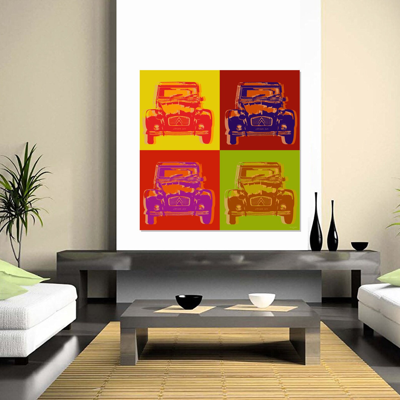 Citroen 2CV Pop Art Warhol Style 4 Panels on Canvas | Etsy