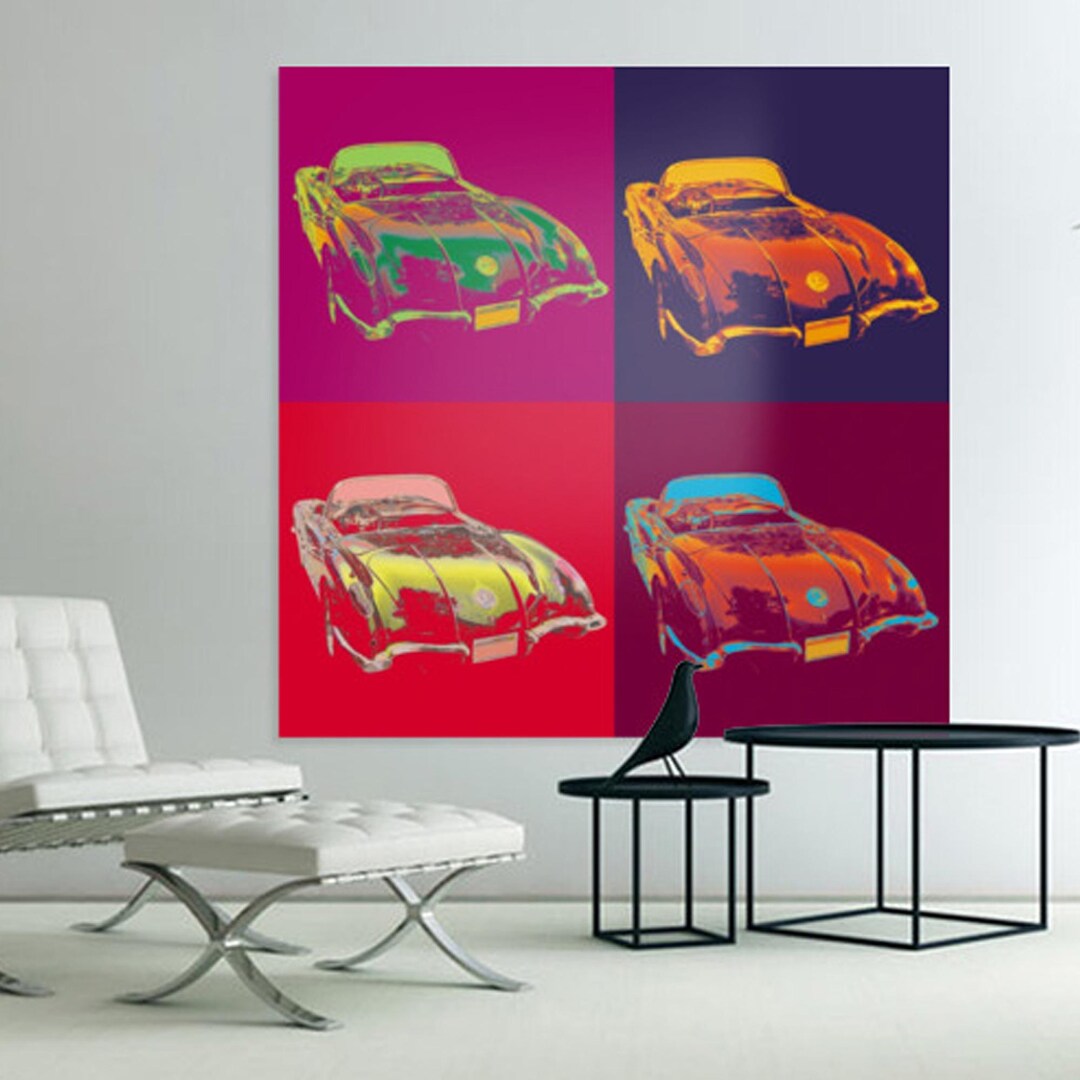 Corvette Pop Art Warhol Style 4 Panels Giclee Print - Etsy
