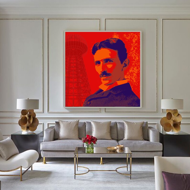 Nikola Tesla Pop Art Print Canvas - Etsy