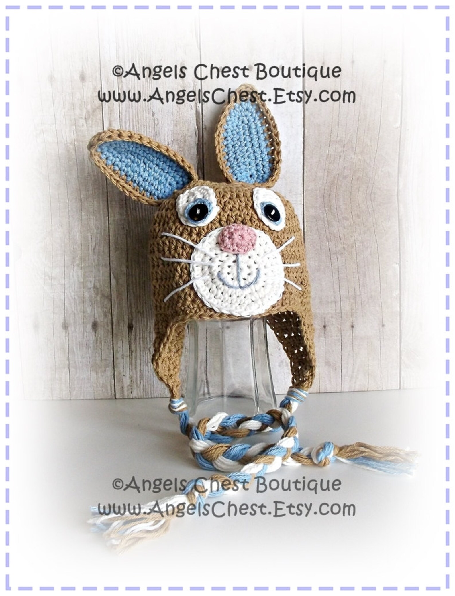 Cute Crochet Rabbit Bunny Beanie Earflap Hat PDF Pattern Sizes - Etsy