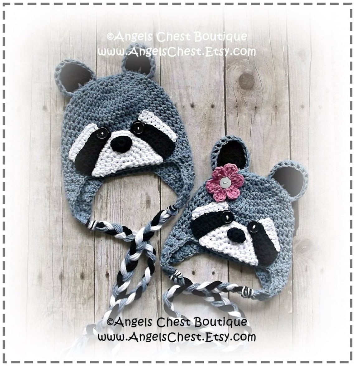 Crochet RACCOON Beanie Earflap Hat PDF Pattern Sizes Newborn to Adult ...