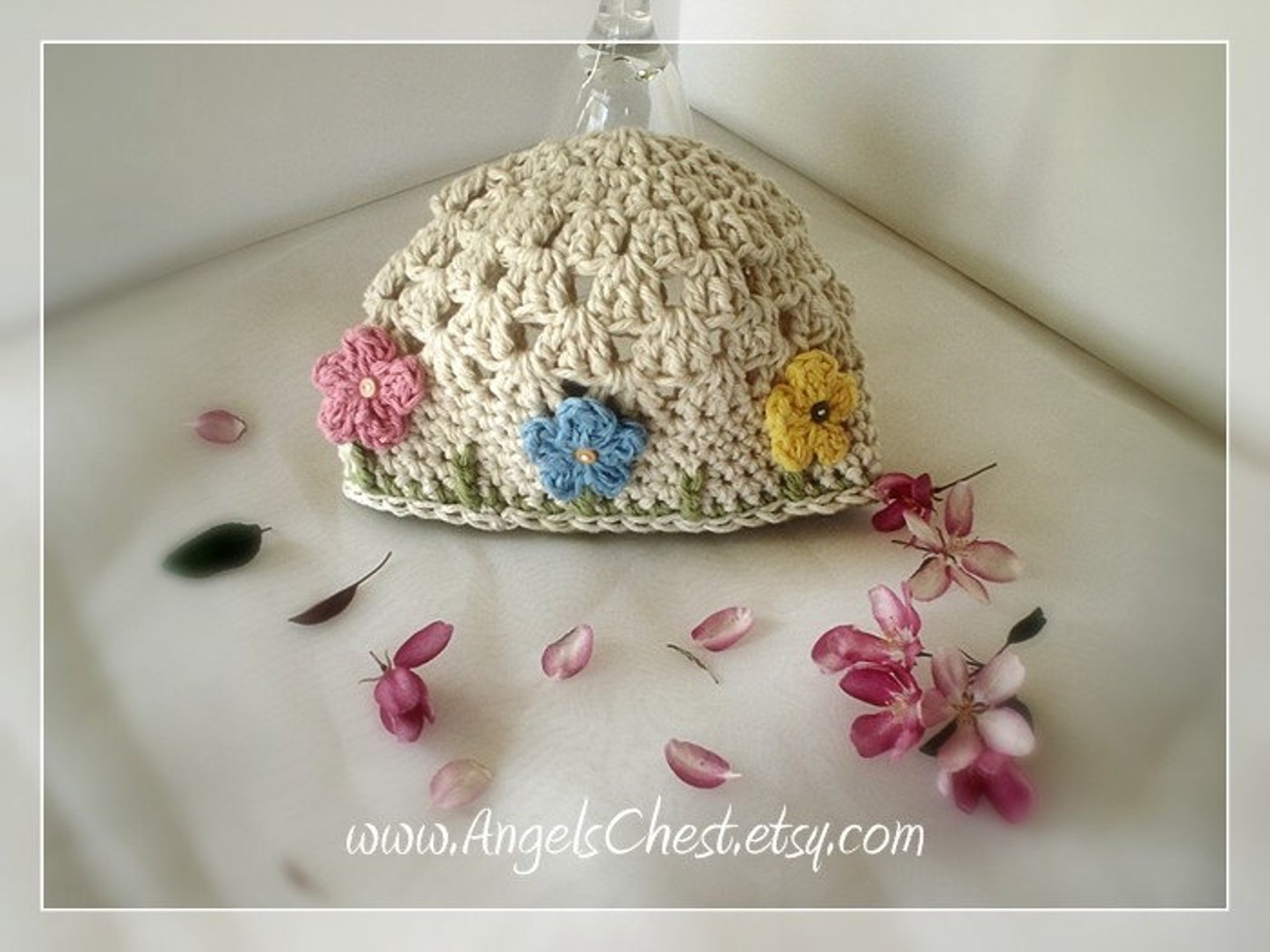 Crochet Pattern Beautiful Spring Beanie Cloche Hat With Flowers - Gift ...