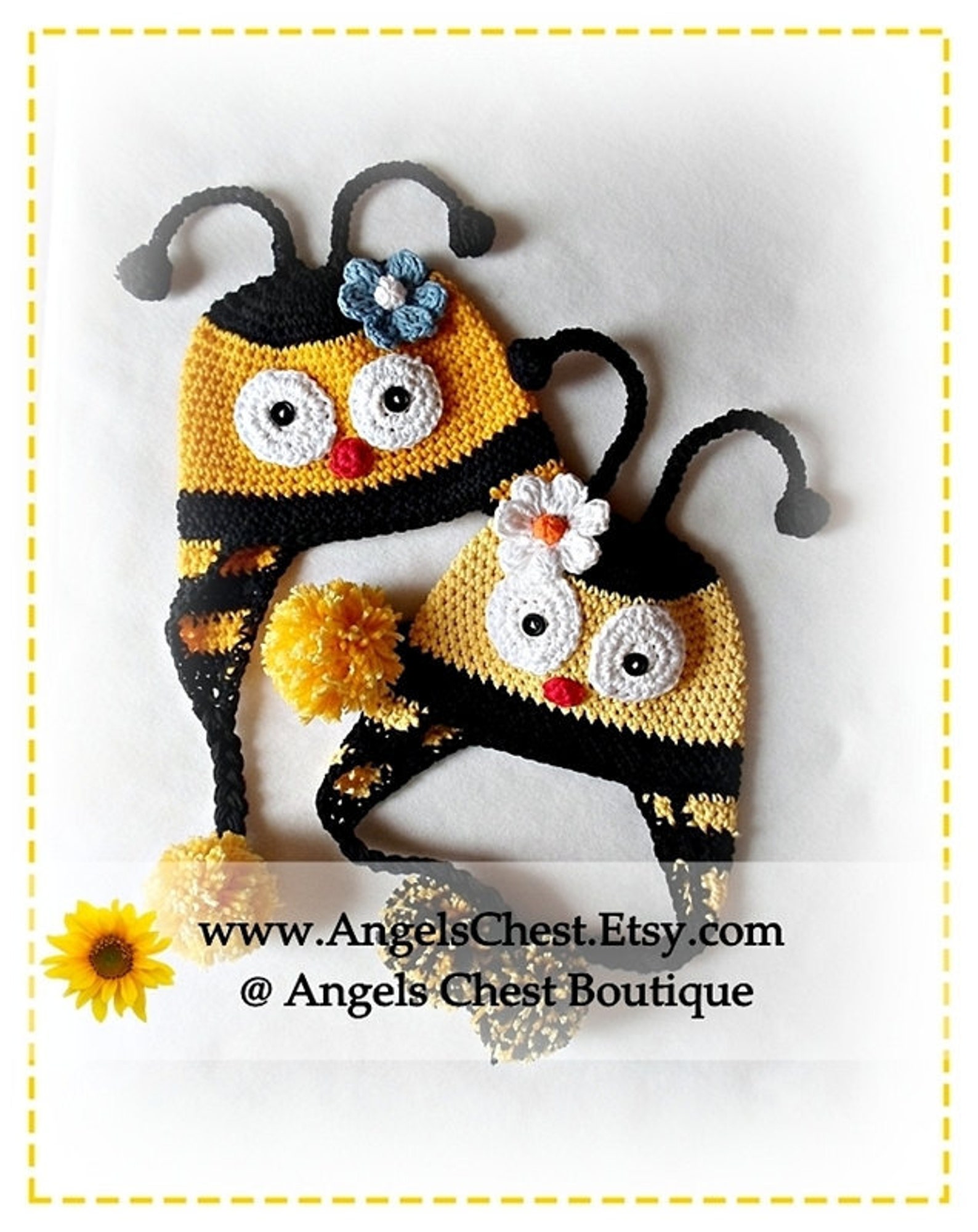 CUTE as Can BEE HAT Crochet Pattern Pdf Format Sizes Newborn to Adult ...