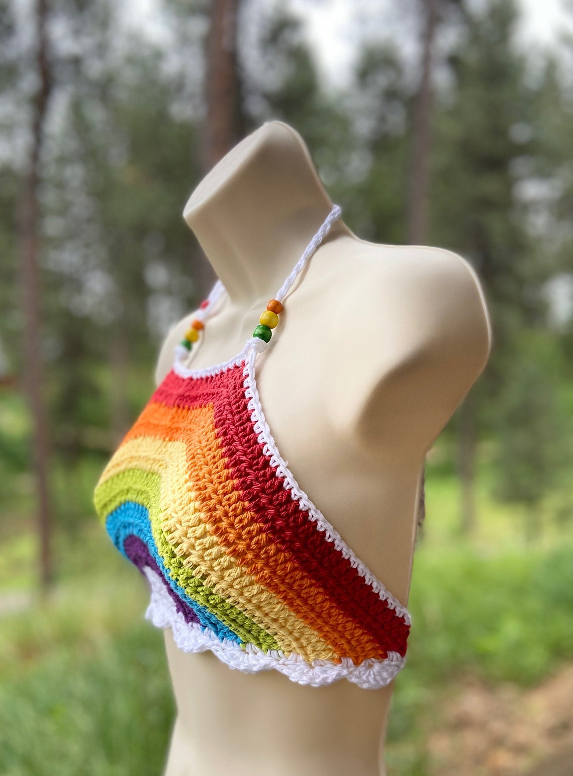Rainbow Crochet Halter Top - Festival Top - Modern Top - Hippie Cotton ...