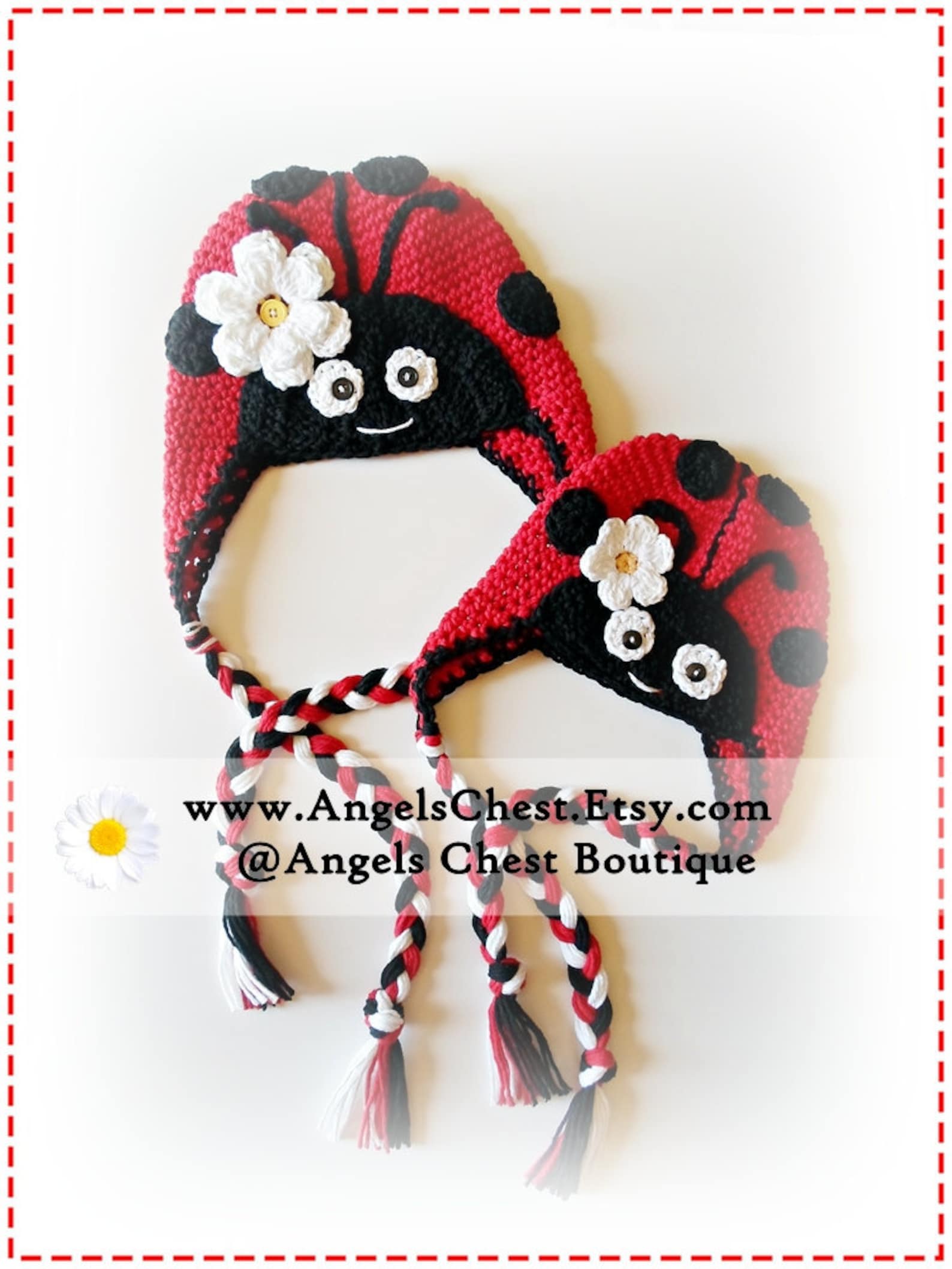 Crochet LADYBUG HAT PDF Pattern Sizes Newborn to Adult Boutique Design ...
