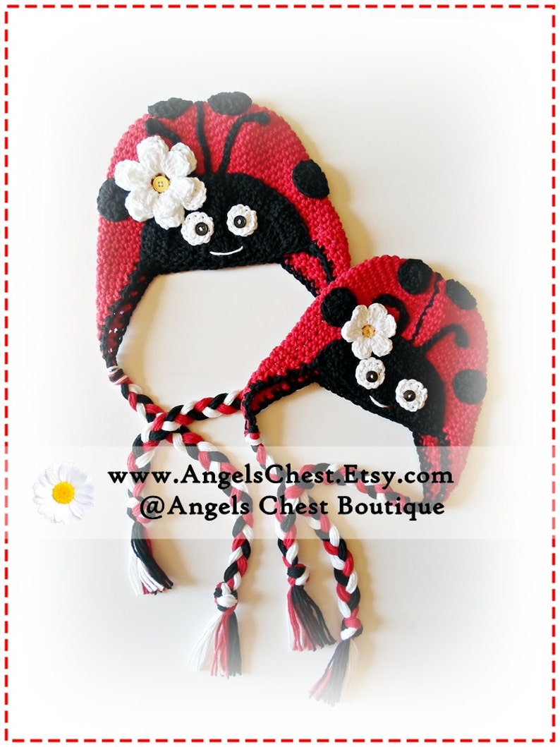 Crochet LADYBUG HAT PDF Pattern Sizes Newborn to Adult Boutique Design ...