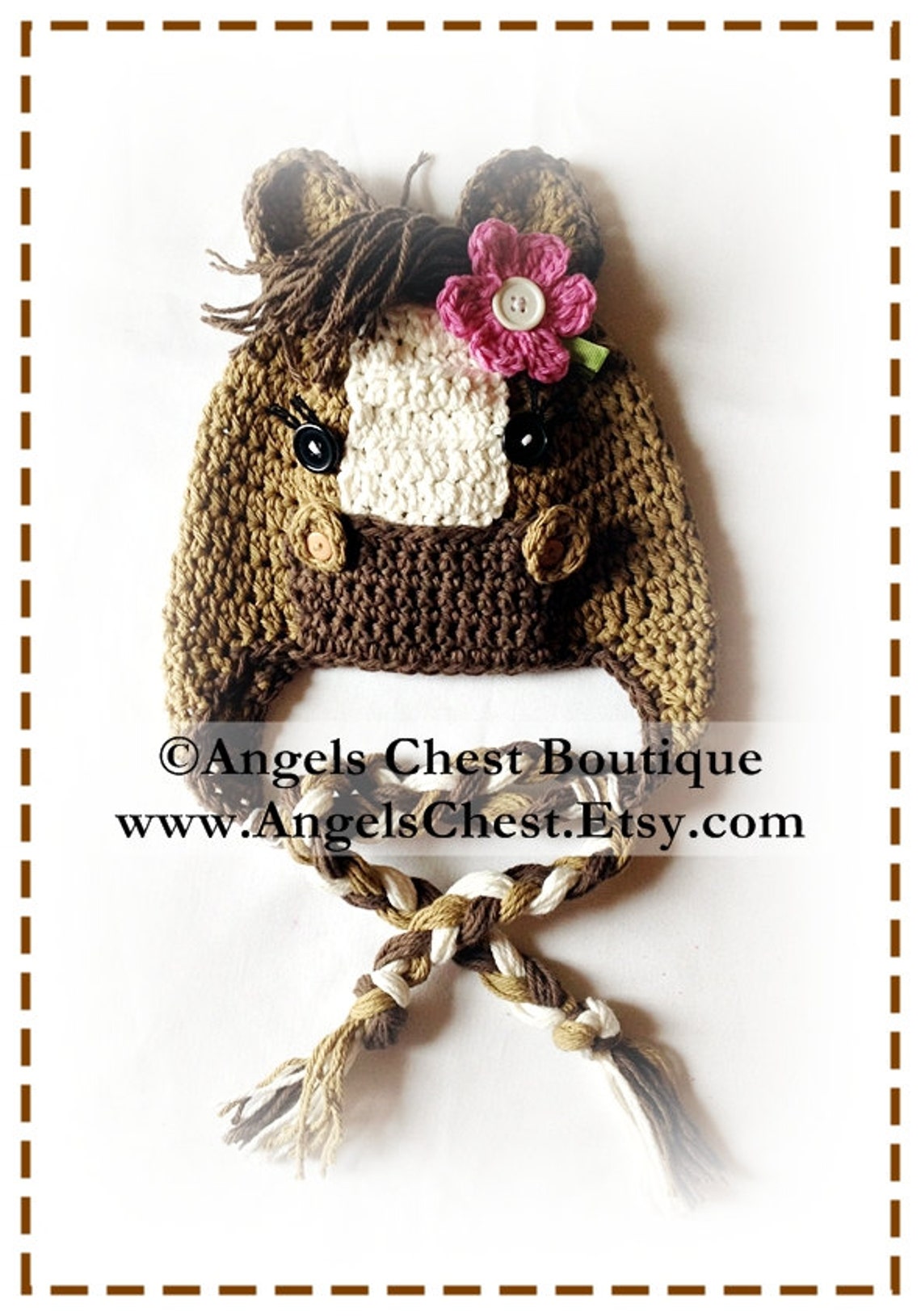 PONY HORSE Crochet Hat Earflap Pattern Size Newborn to Adult Boutique ...