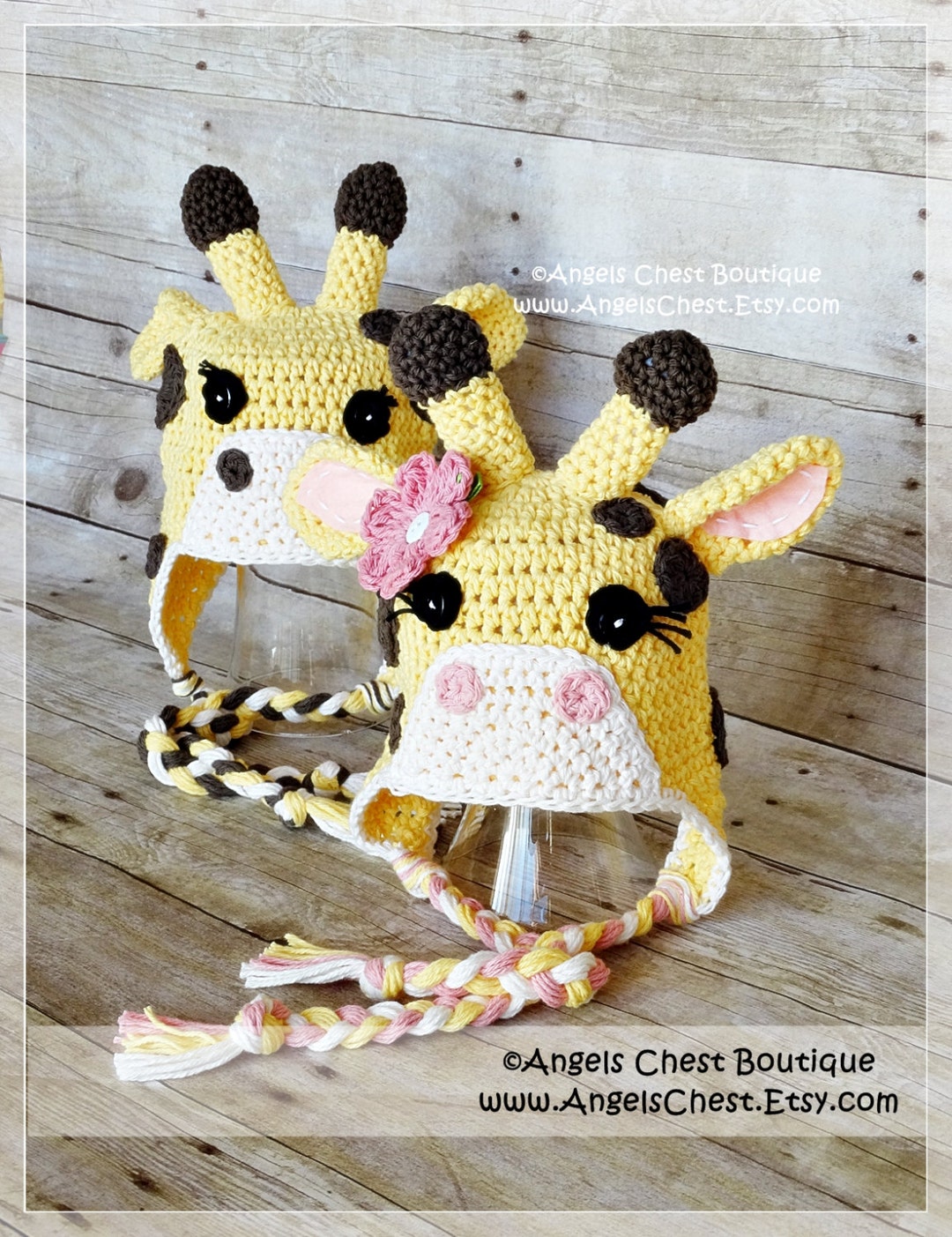 CROCHET PATTERN No. 64 - GIRAFFE Hat With Earflaps - (0/3 Months, 3/6 ...