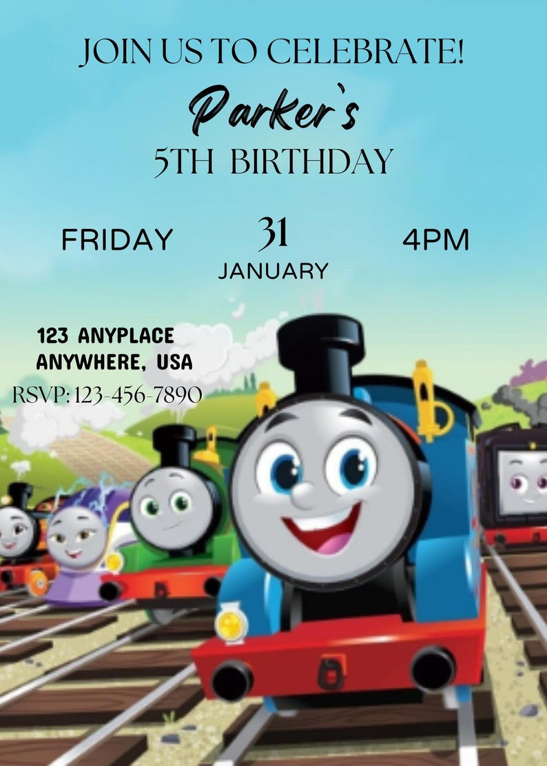 Thomas the Tank Engine, Thomas the Train, Boy Birthday, Editable ...