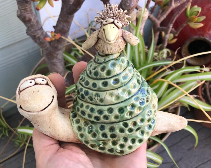 Snail With Bird Handmade Stoneware - Etsy
