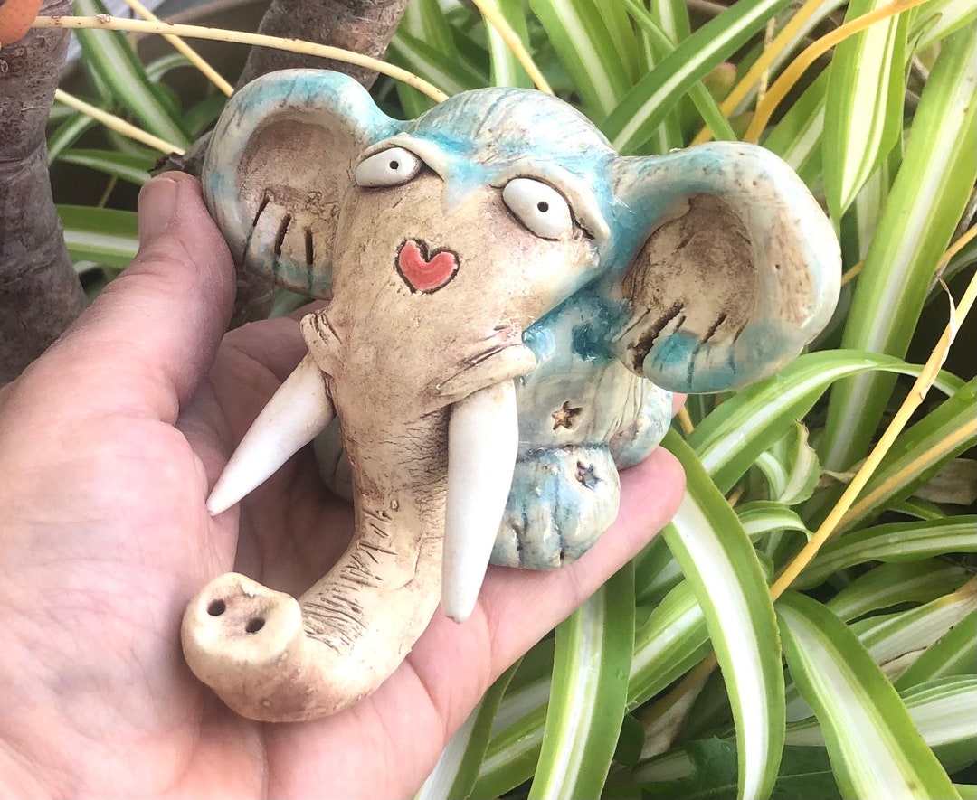 Colorful Elephant Small Stoneware Handmade - Etsy