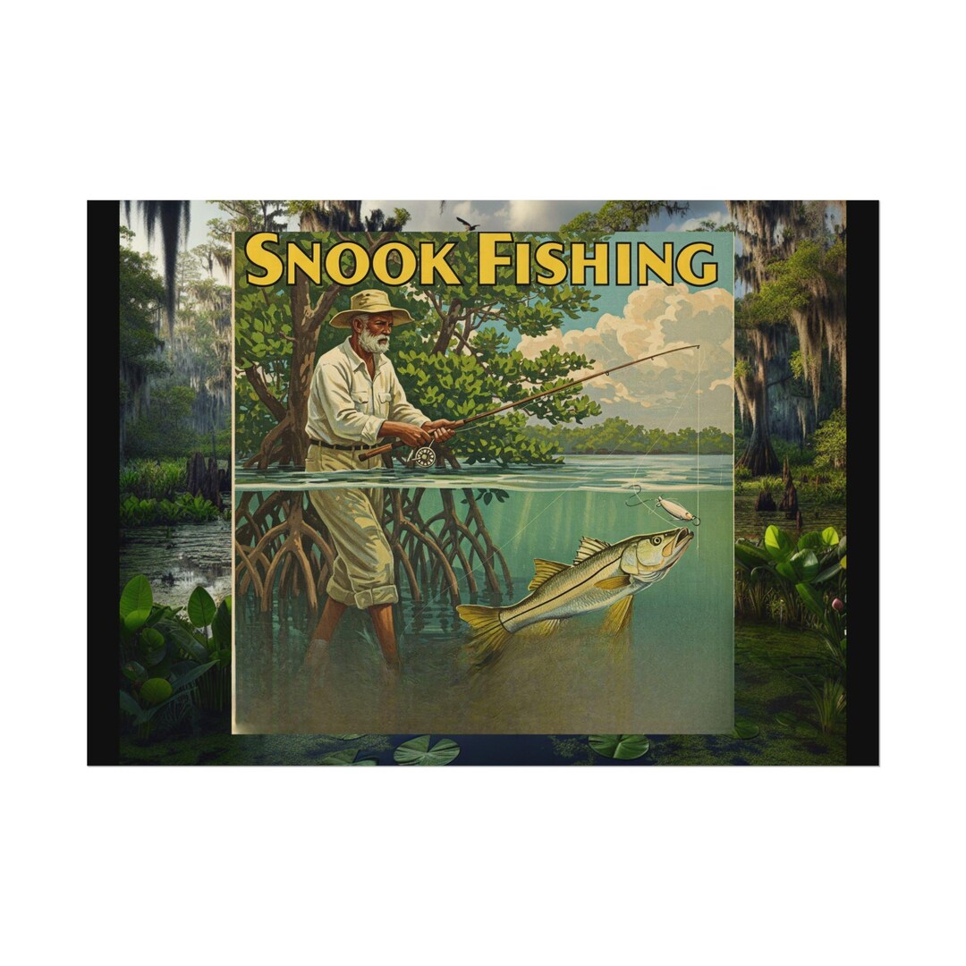 Vintage Style Snook Fishing Poster, Rolled Fishing Print, Wall Art ...