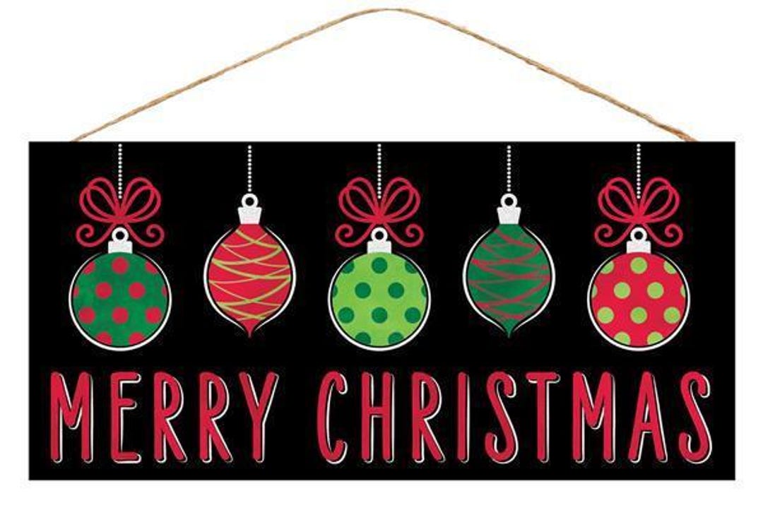 Merry Christmas Ornaments, MDF Sign, Iridescent Glitter, 12.5"l X 6"h ...