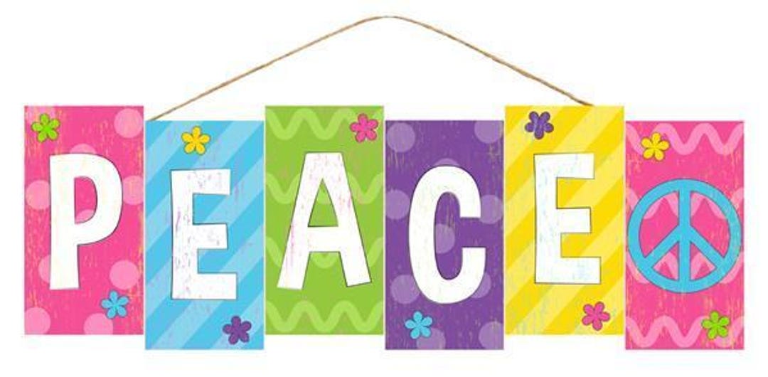 Peace Block Sign, Bright, Multi-color, MDF, 14"l X 4.75"h, AP7034 - Etsy
