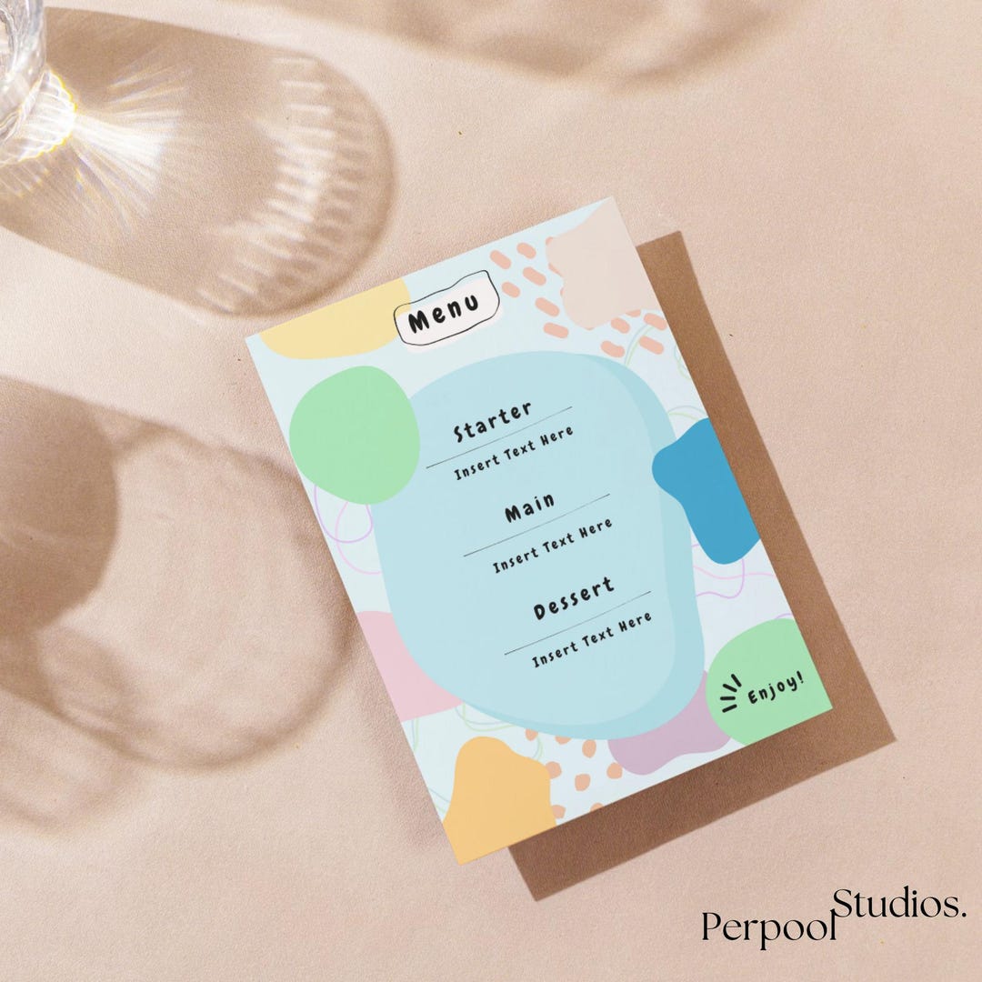 Pastel Dinner Menu Template, Modern Menu Template, Matisse Style Menu ...