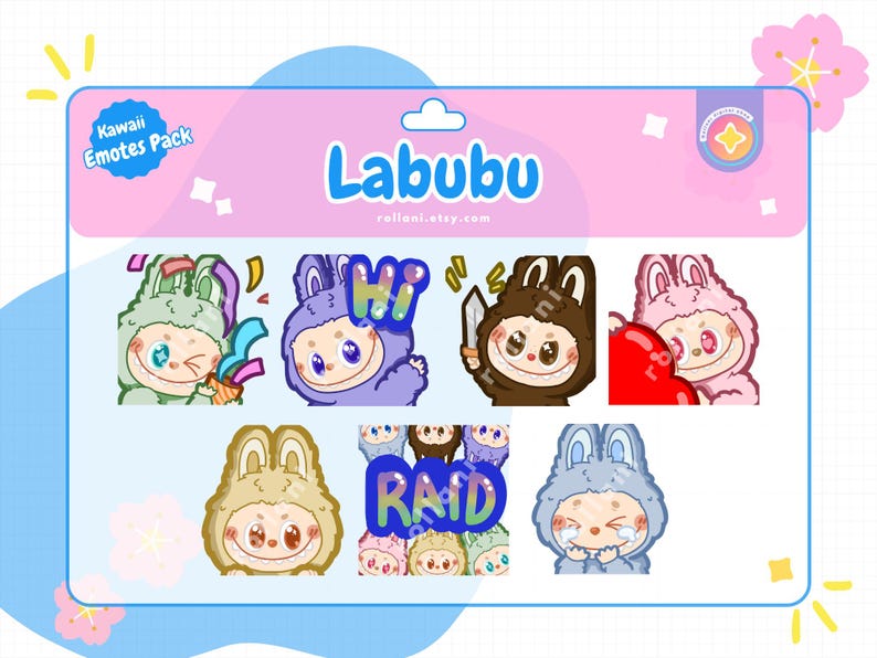 Labubu Monster Emote Pack (7) | Kawaii Chibi / Ready to Use / Twitch ...
