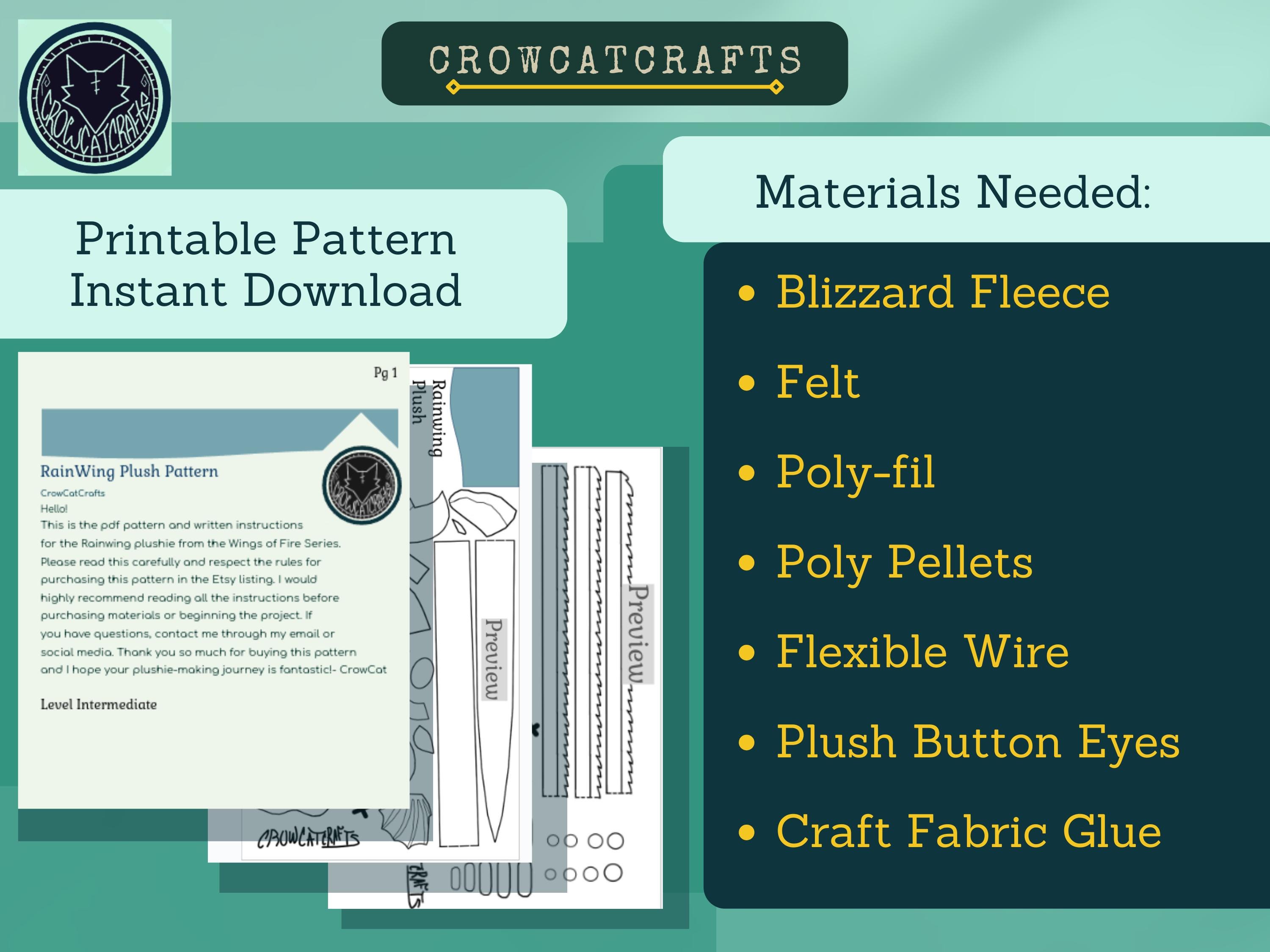 Wings of Fire Rainwing Sewing Plush Pattern- Crowcatcrafts - Etsy