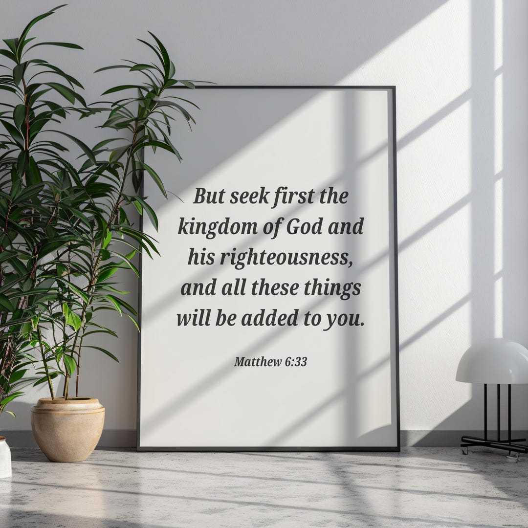 Matthew 6:33 Wall Art Bible Verse Scripture Print Christianity Home ...