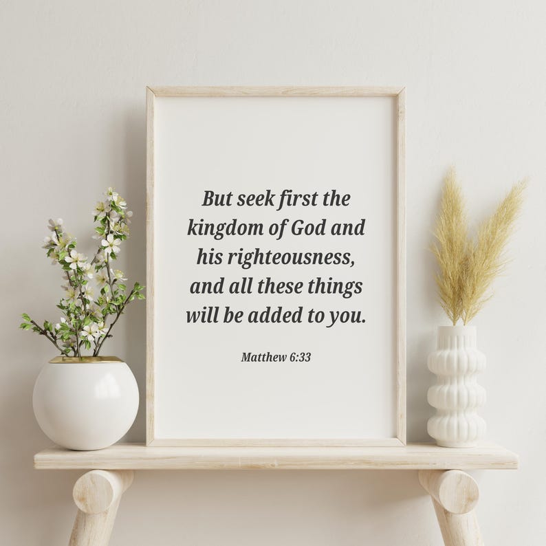 Matthew 6:33 Wall Art Bible Verse Scripture Print Christianity Home ...