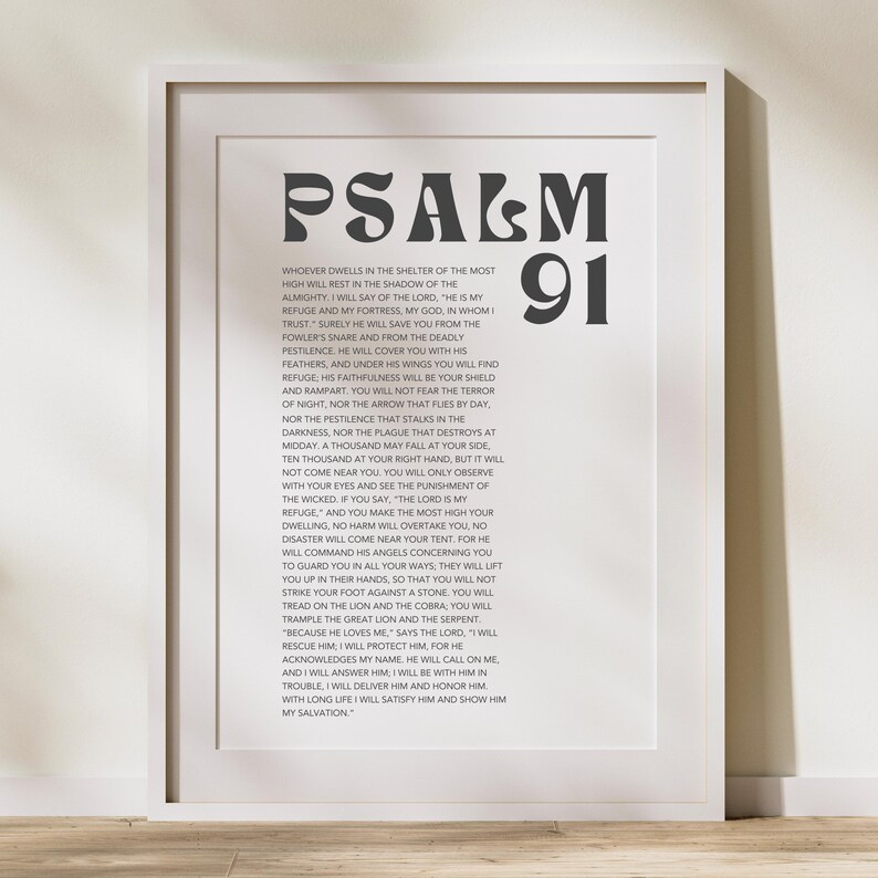 PSALM 91 Wall Art Christianity Wall Art Print Christianity Artful Wall ...