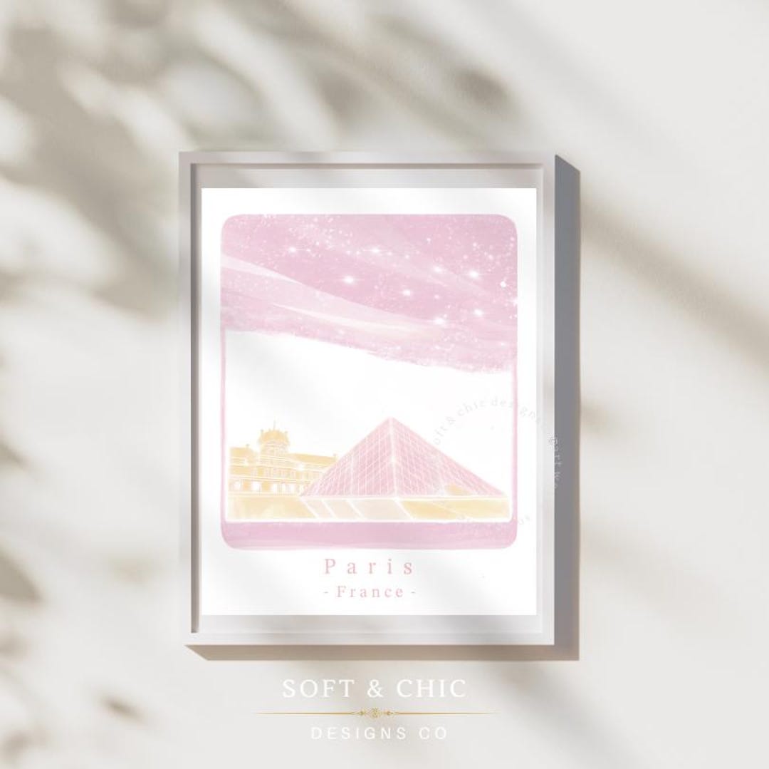 Louvre Print, Louvre Museum Illustration, Louvre Drawing, Paris France ...