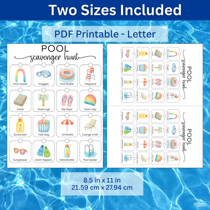 Pool Scavenger Hunt Printable – Summer Kids Activity | Pool Party Game ...