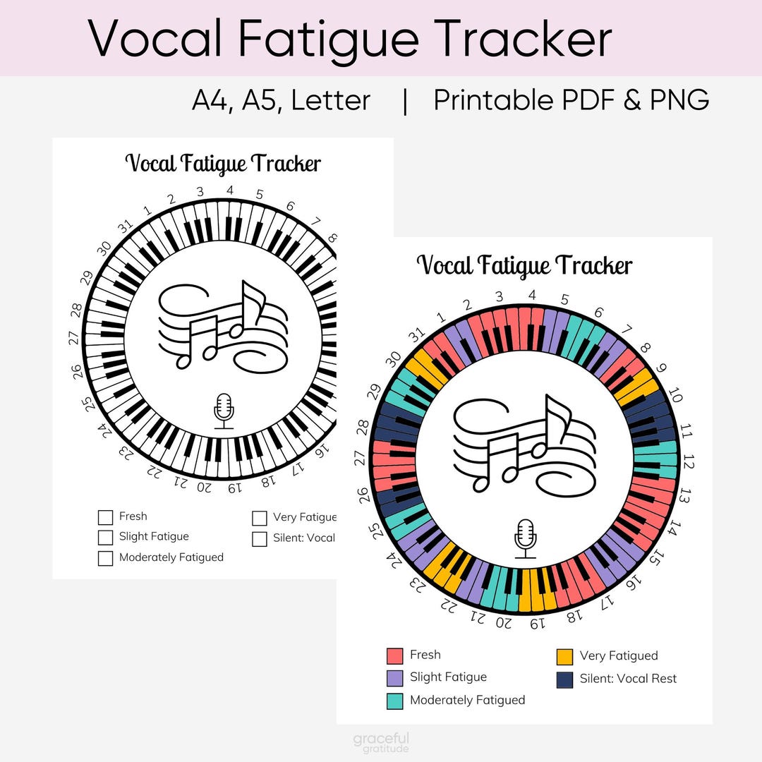 Vocal Fatigue Tracker Printable Singing Tracker Digital Download - Etsy