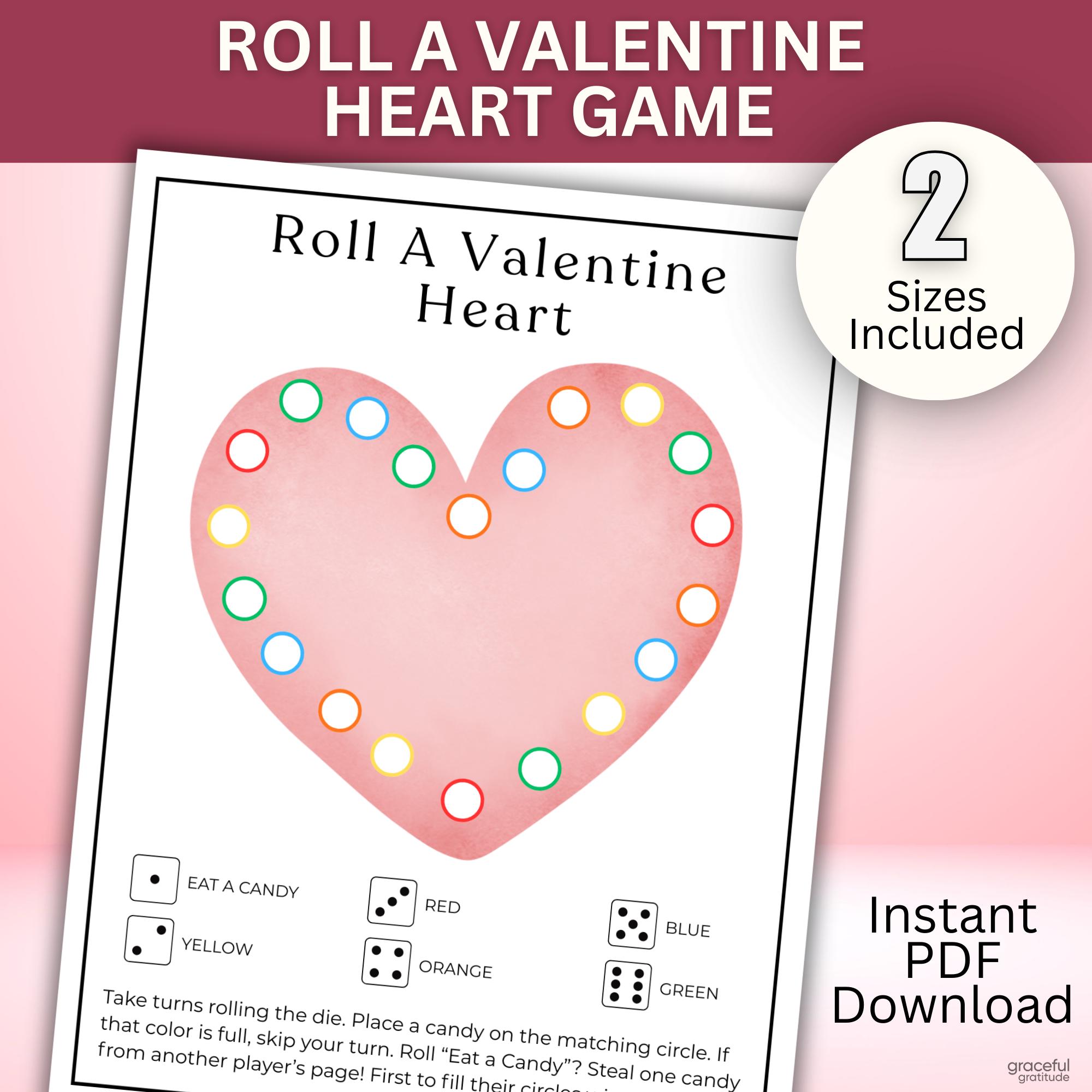 Valentine's Day Dice Game for Kids | Roll A Heart | Classroom Party ...