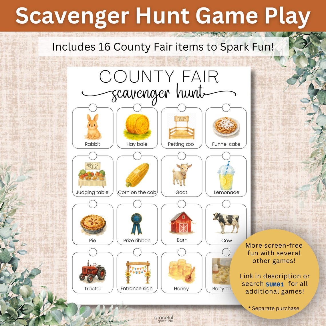 County Fair Scavenger Hunt Printable | Outdoor Activity for Kids ...